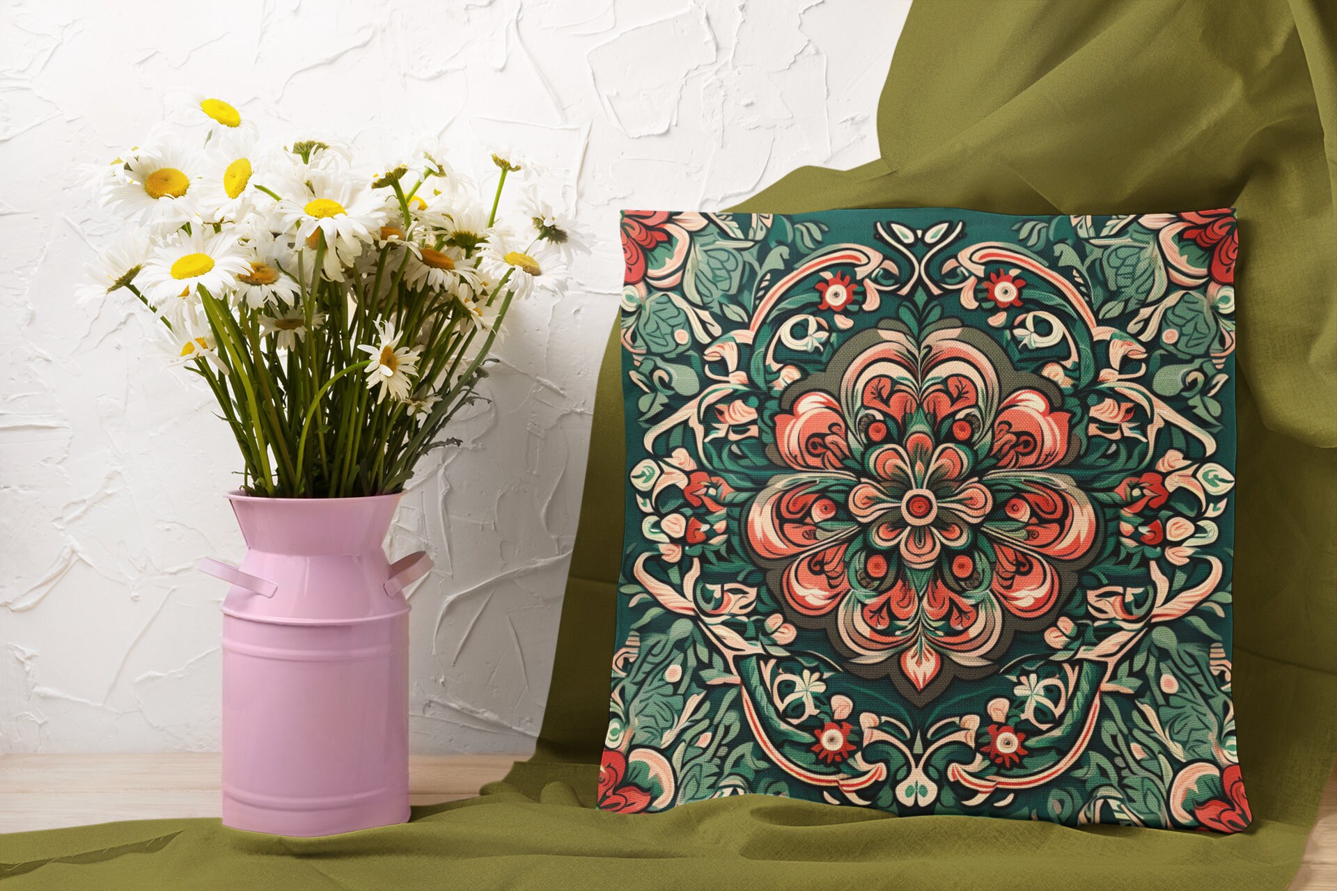 Folk Art Roses Collection Pillow: Enhance Your Décor With Timeless Elegance. Immerse Yourself in ...
