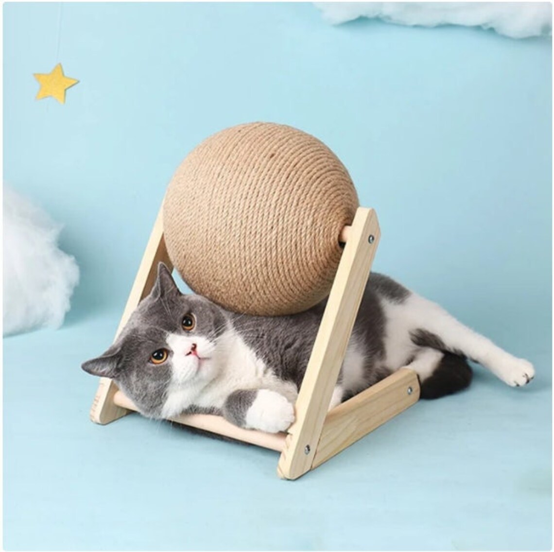 Scratching Ball Toy for Cat With Sisal Rope Cat Scratcher Interactive ...