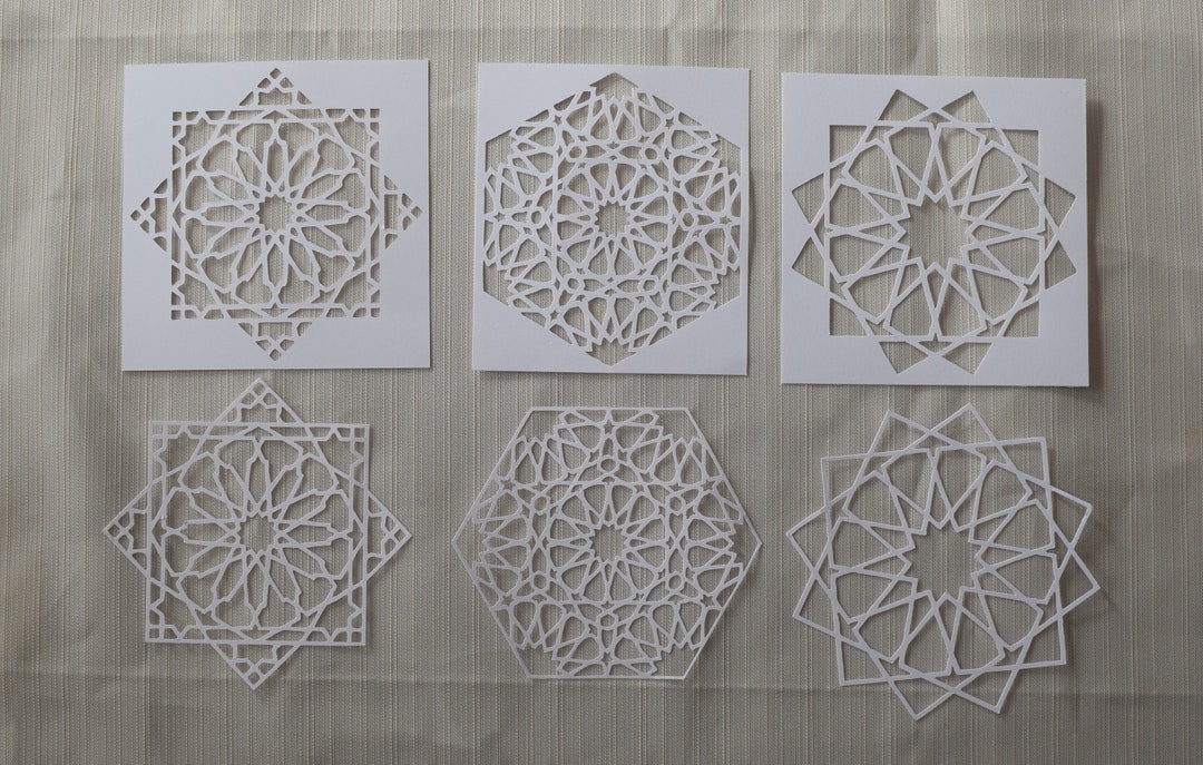 SET of 3 Geometric Art Stencil, Islamic Geometric Art Stencil, Sacred ...