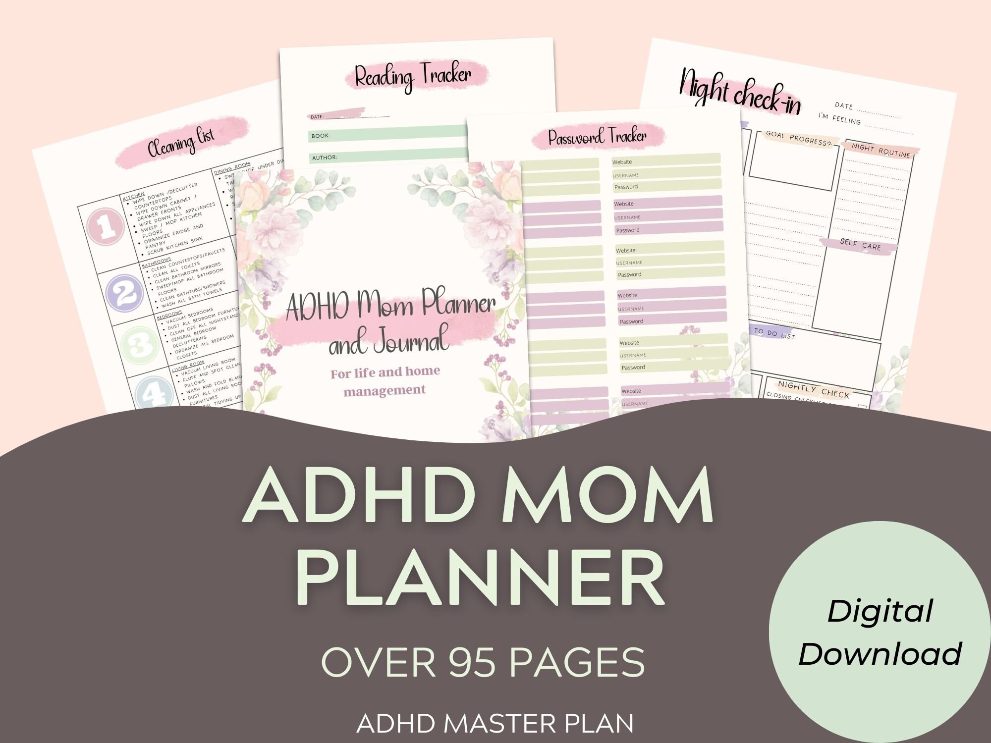 ADHD PLANNER A5, A4, US Letter for Home Management for Mom , Adhd Daily ...