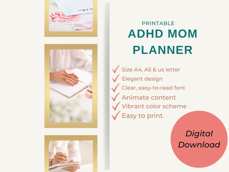 ADHD PLANNER A5, A4, US Letter for Home Management for Mom , Adhd Daily ...