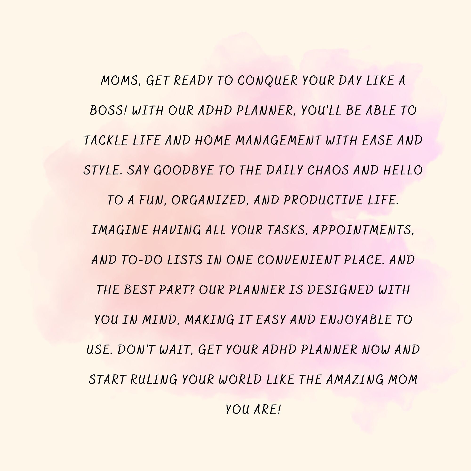 ADHD PLANNER A5, A4, US Letter for Home Management for Mom , Adhd Daily ...