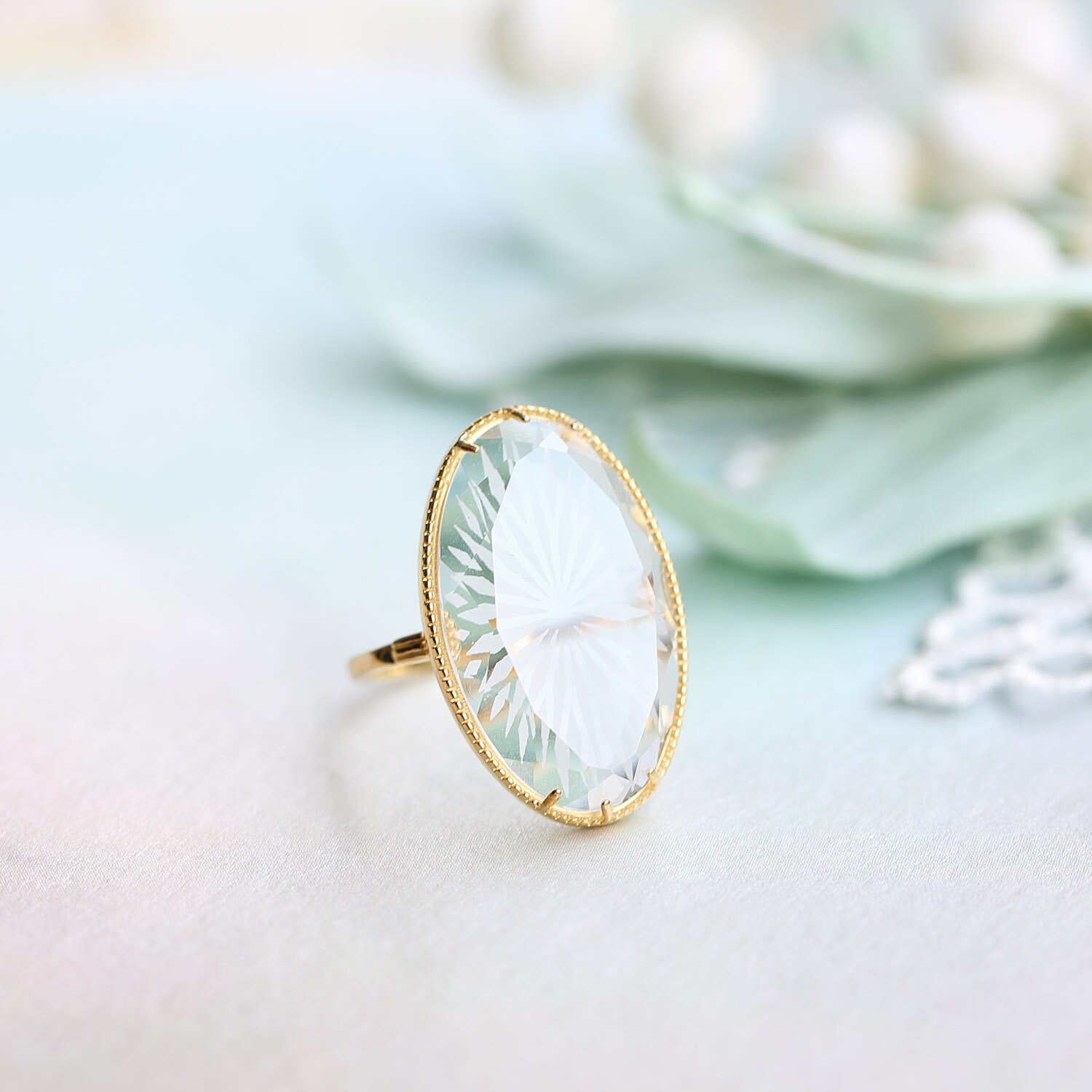 Oval Quartz Ring Cute Gold Ring Beautiful Gemstone Ring - Etsy