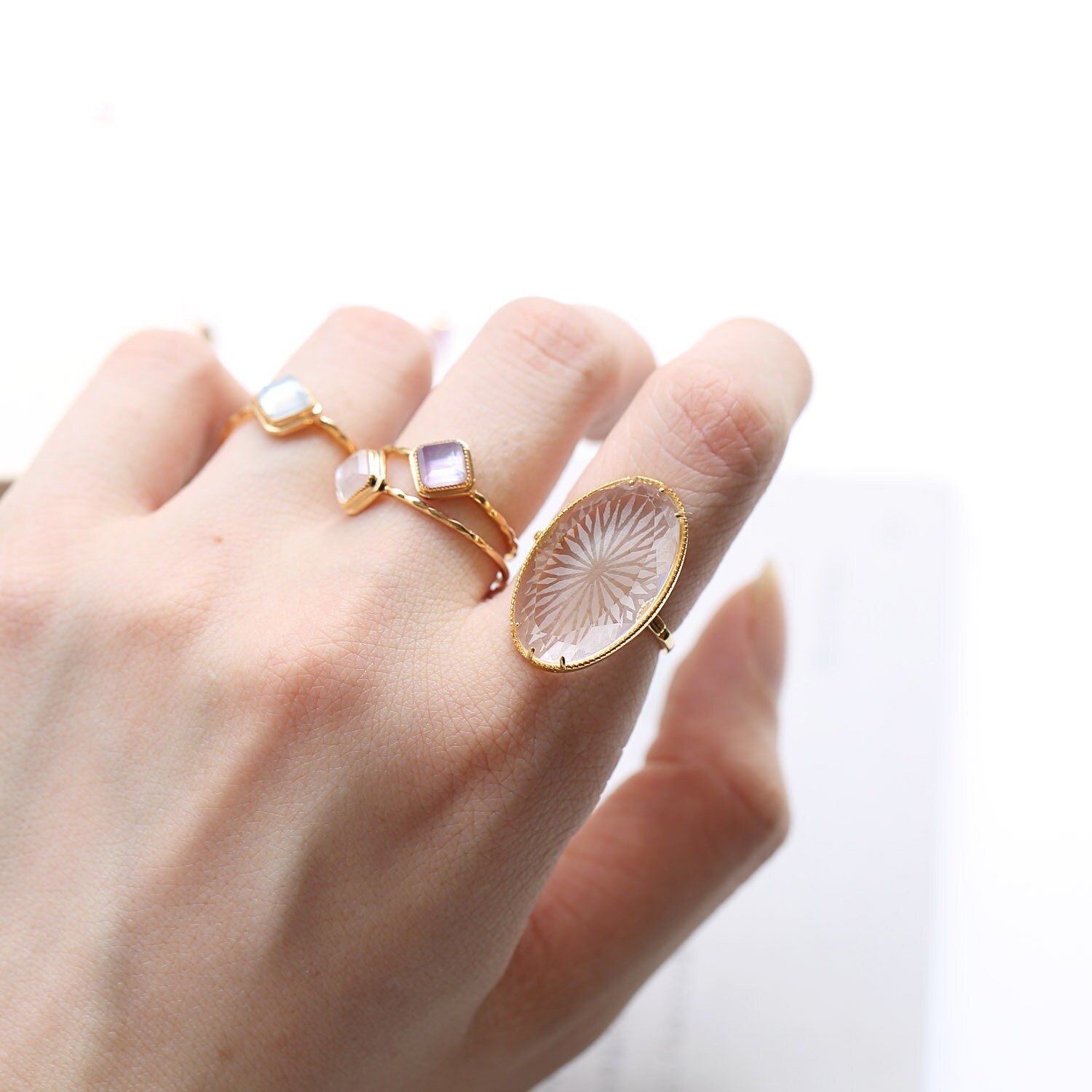 Oval Quartz Ring Cute Gold Ring Beautiful Gemstone Ring - Etsy