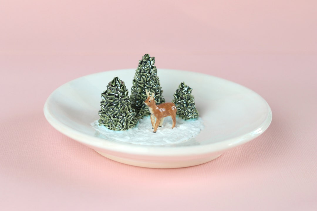 SECONDS- Read Description! Handmade Ceramic Deer Trinket Dish, Deer ...