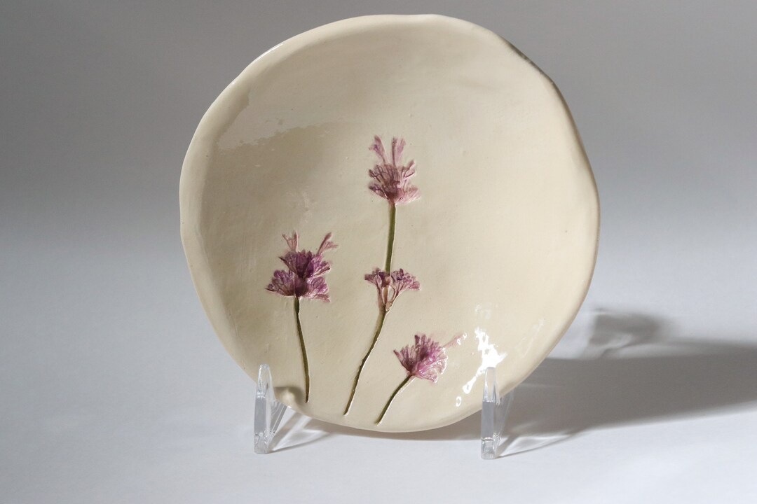 Handmade Ceramic Flower Ring Dish, Pressed Flower Trinket Dish, Flower Pottery, Handmade Ceramic ...