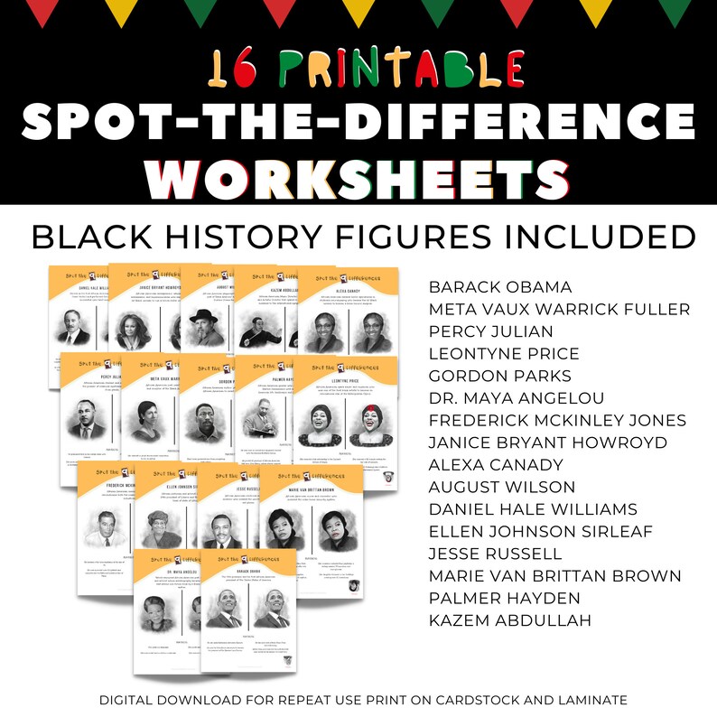 Black History Month Spot-the-difference Activity Pack | Black History ...