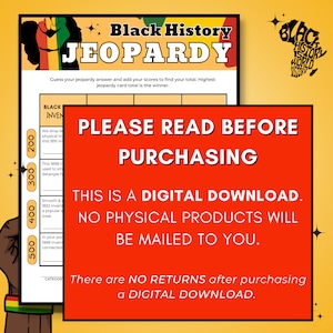 Black History Jeopardy Game | Black History Trivia Game | Fun Printable ...