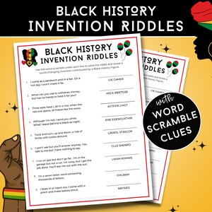 Black History Invention Riddles Game | Word Scramble Games | Fun ...