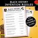 Black History Invention Riddles Game | Word Scramble Games | Fun ...