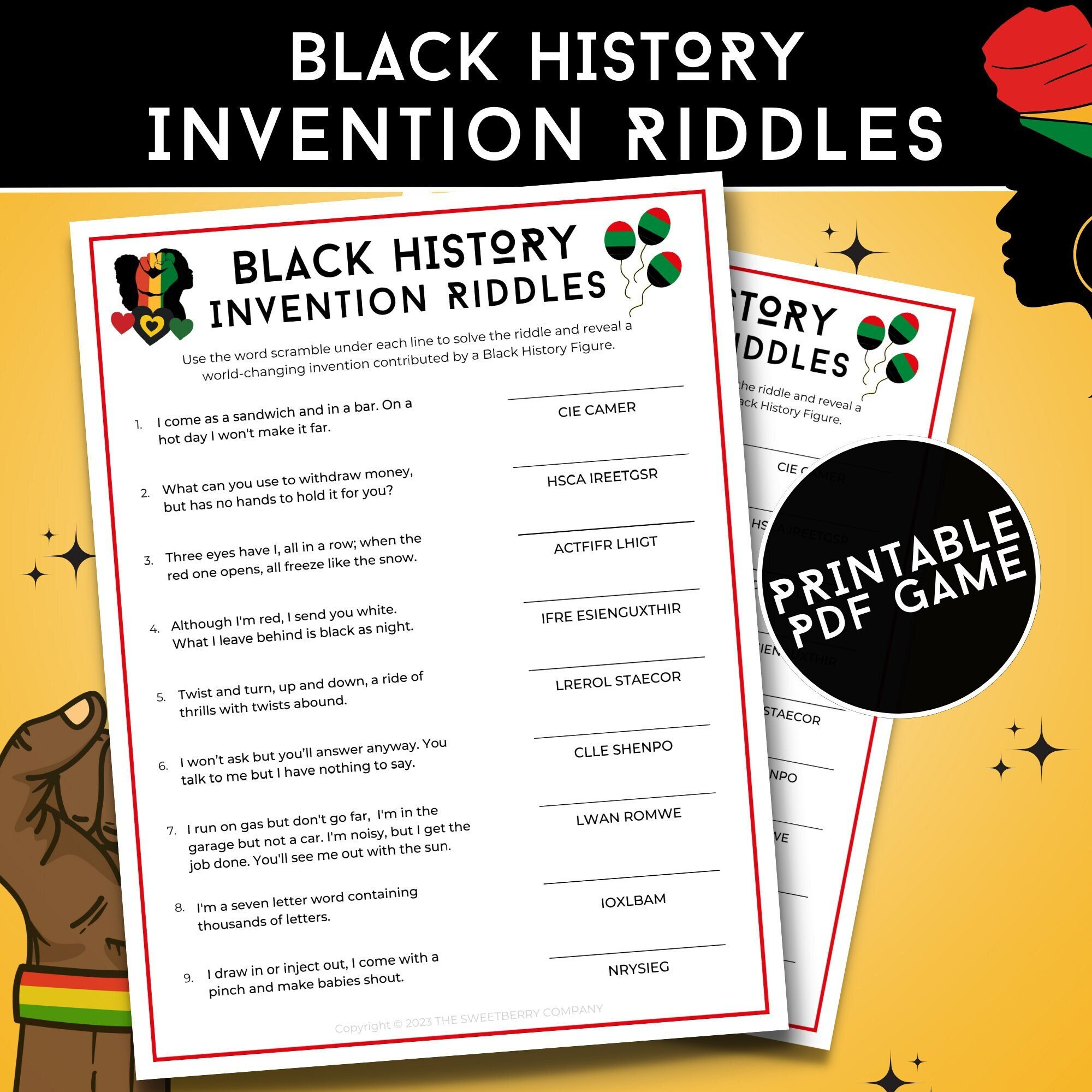 Black History Invention Riddles Game | Word Scramble Games | Fun ...