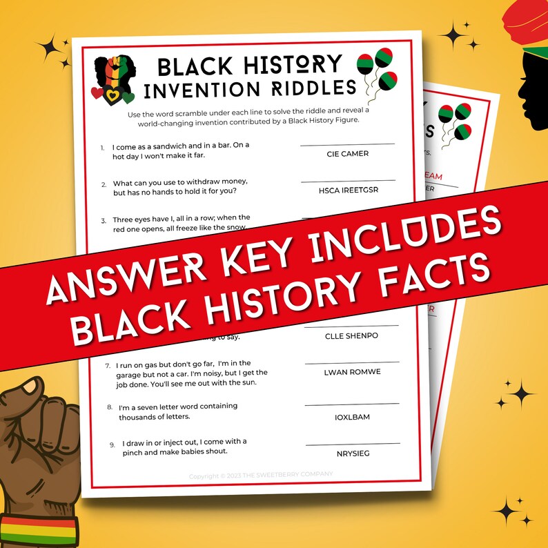 Black History Invention Riddles Game | Word Scramble Games | Fun ...
