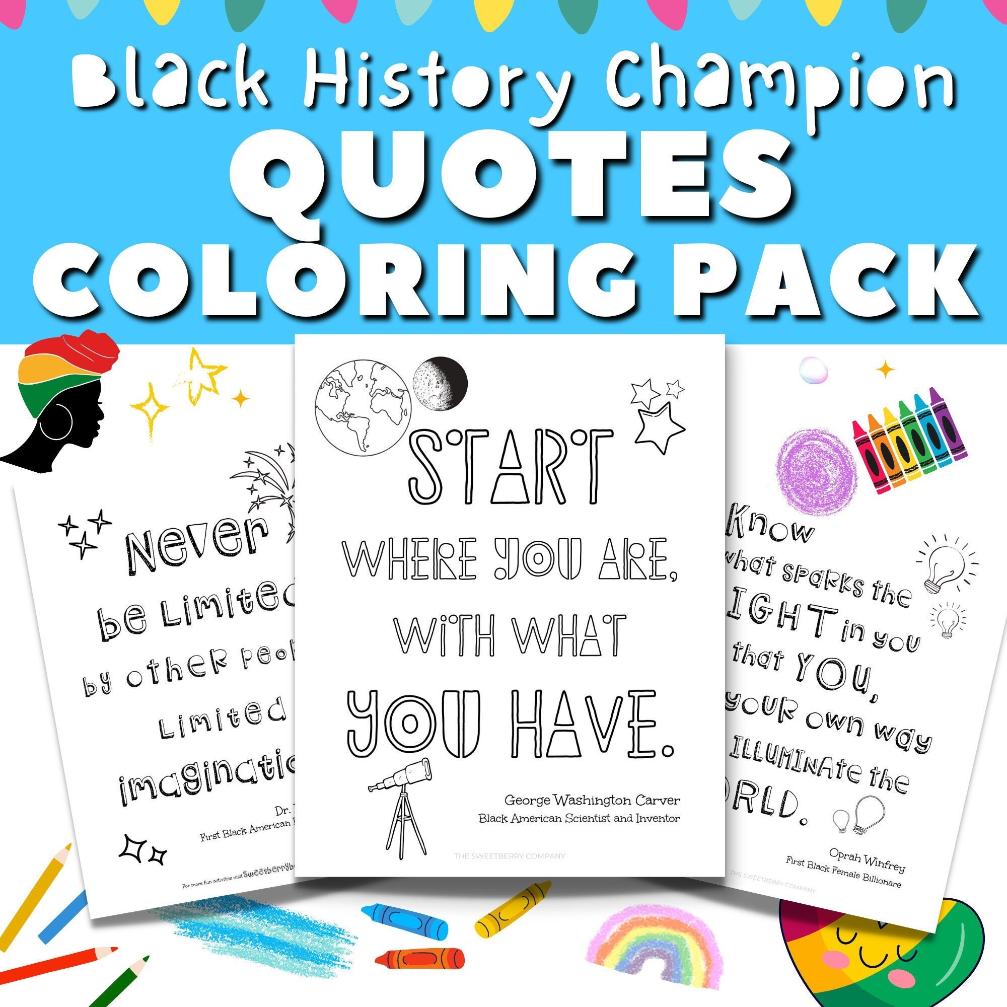 Black History Quote Coloring Pages | Black History Month Activity ...