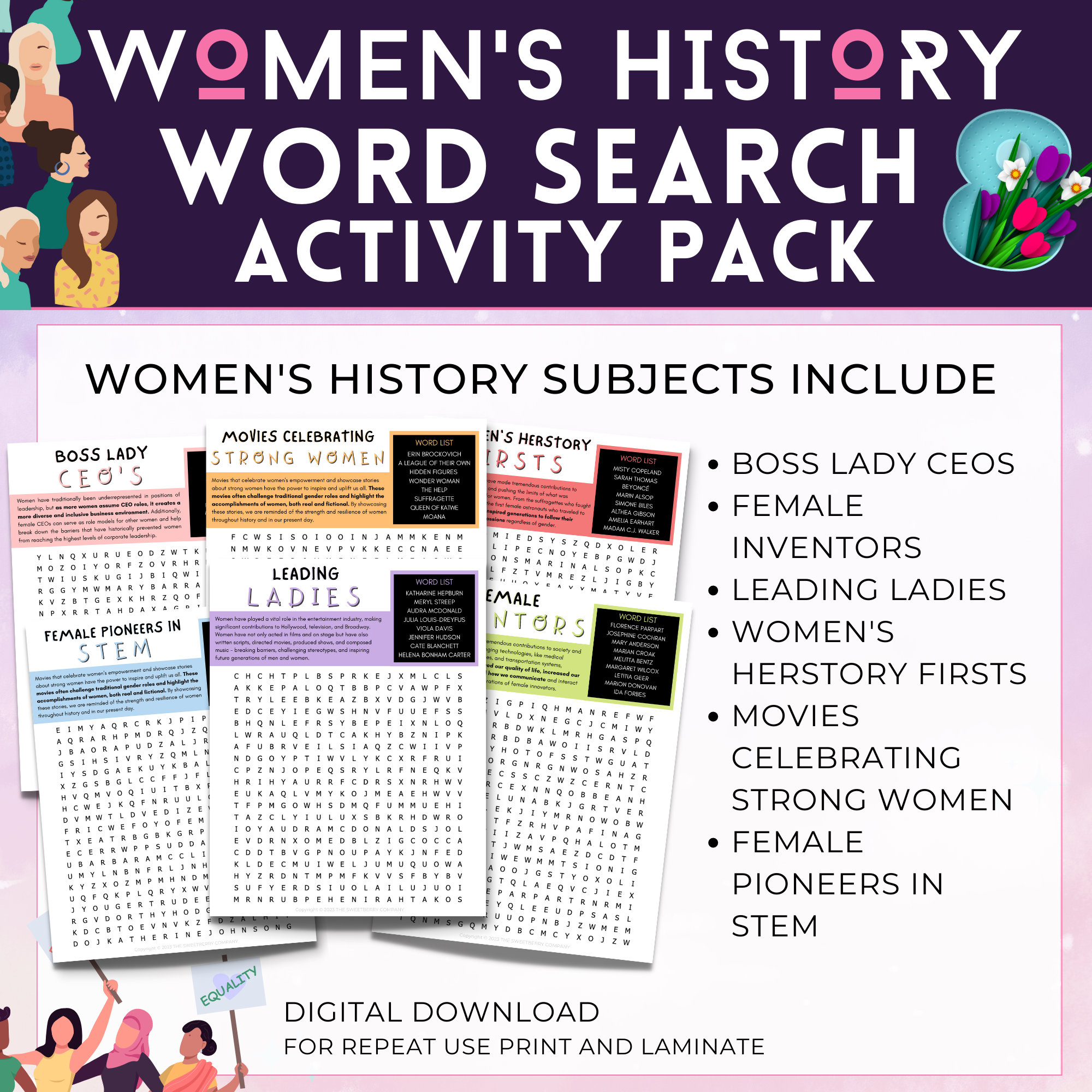 Women's History Activity Bundle | International Women's Day Games ...
