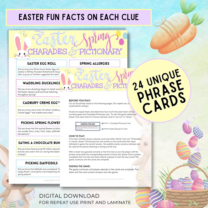 Easter Spring Charades/pictionary Game | Easter Activities | Printable ...