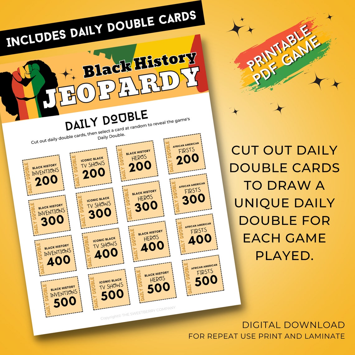 Black History Jeopardy Game | Black History Trivia Game | Fun Printable ...