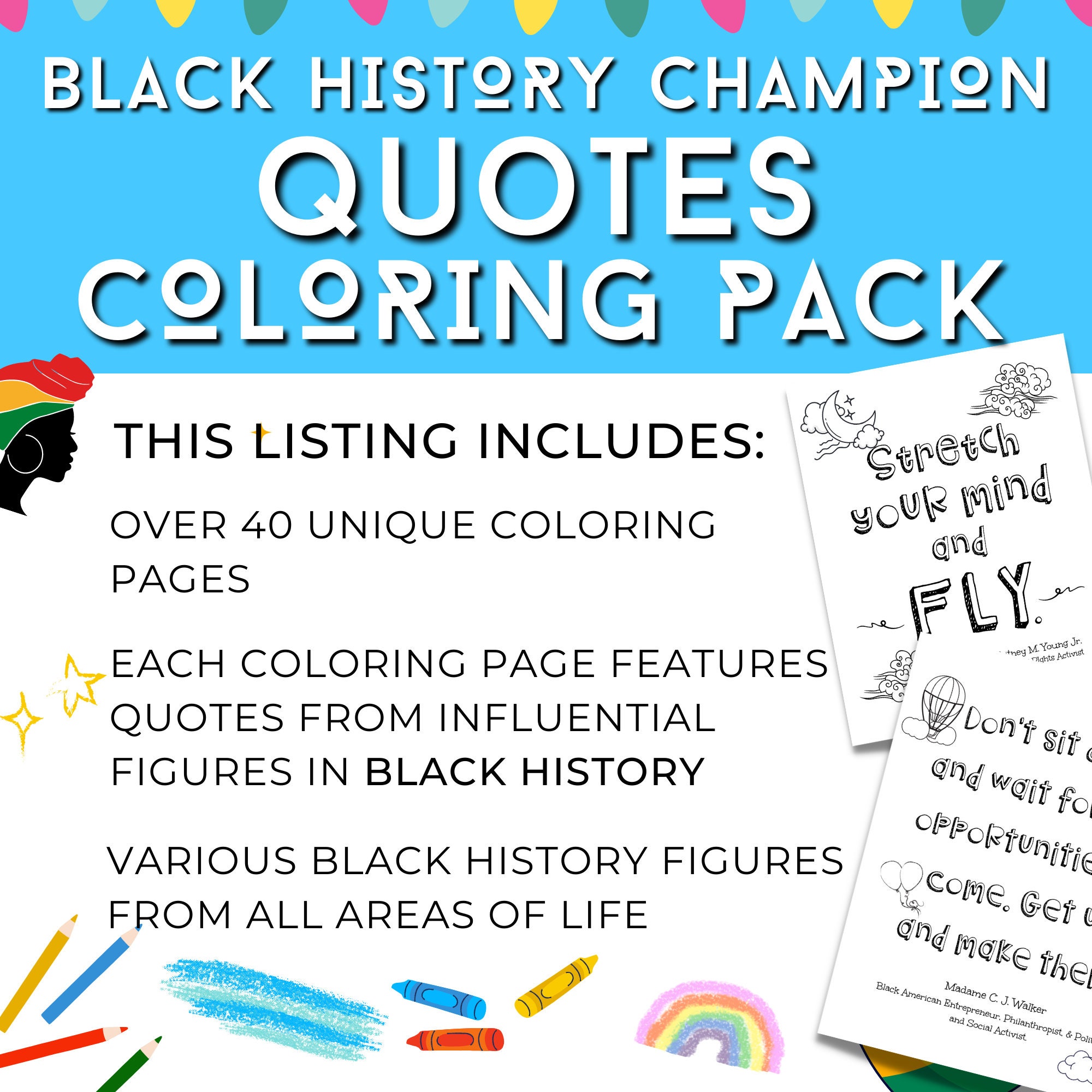 Black History Quote Coloring Pages | Black History Month Activity ...