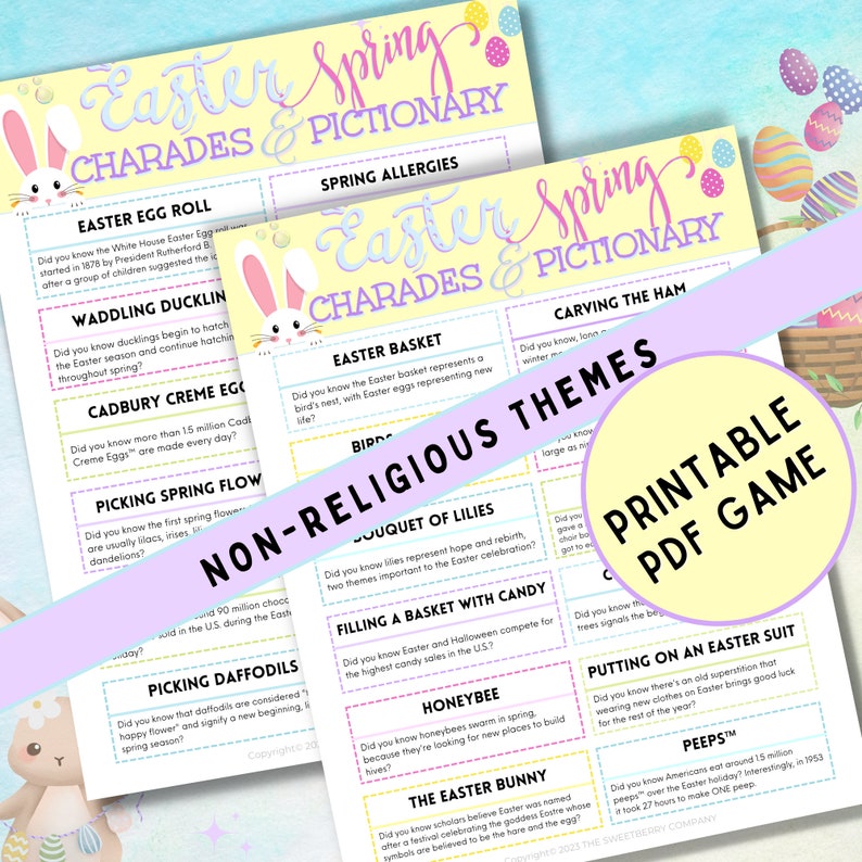 Easter Spring Charades/pictionary Game | Easter Activities | Printable ...