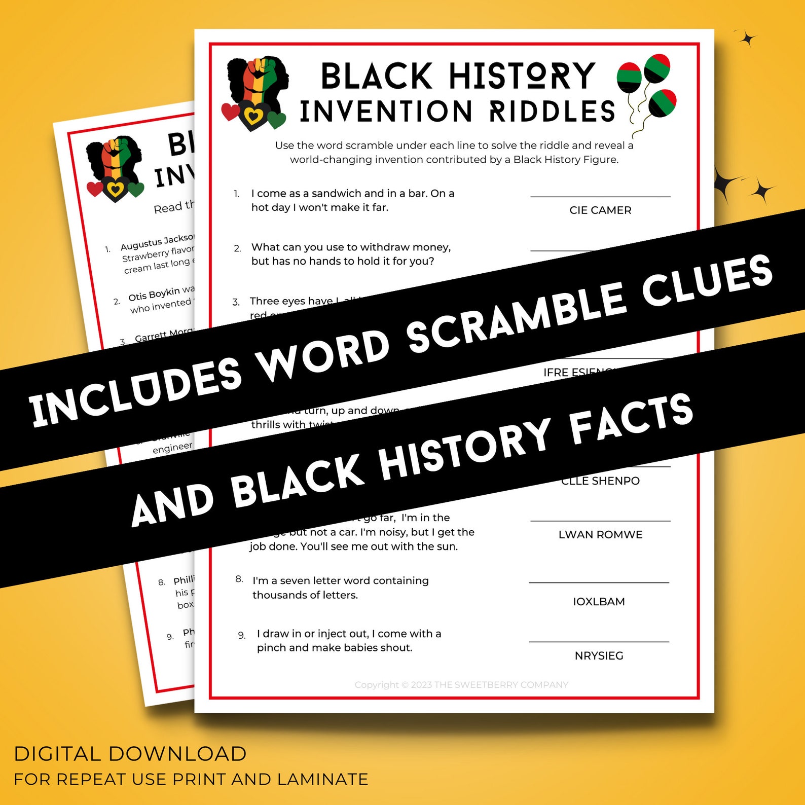 Black History Invention Riddles Game | Word Scramble Games | Fun ...