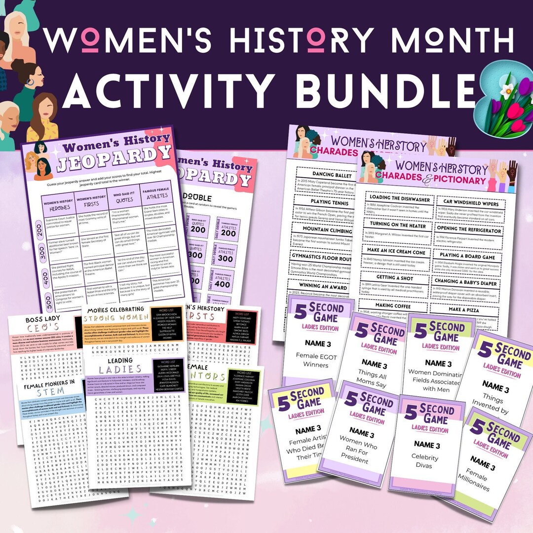 Women's History Activity Bundle | International Women's Day Games ...