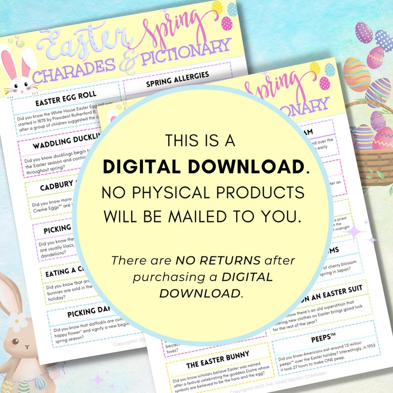 Easter Spring Charades/pictionary Game | Easter Activities | Printable ...