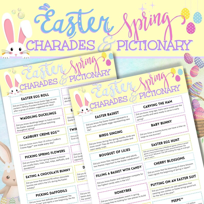 Easter Spring Charades/pictionary Game | Easter Activities | Printable ...