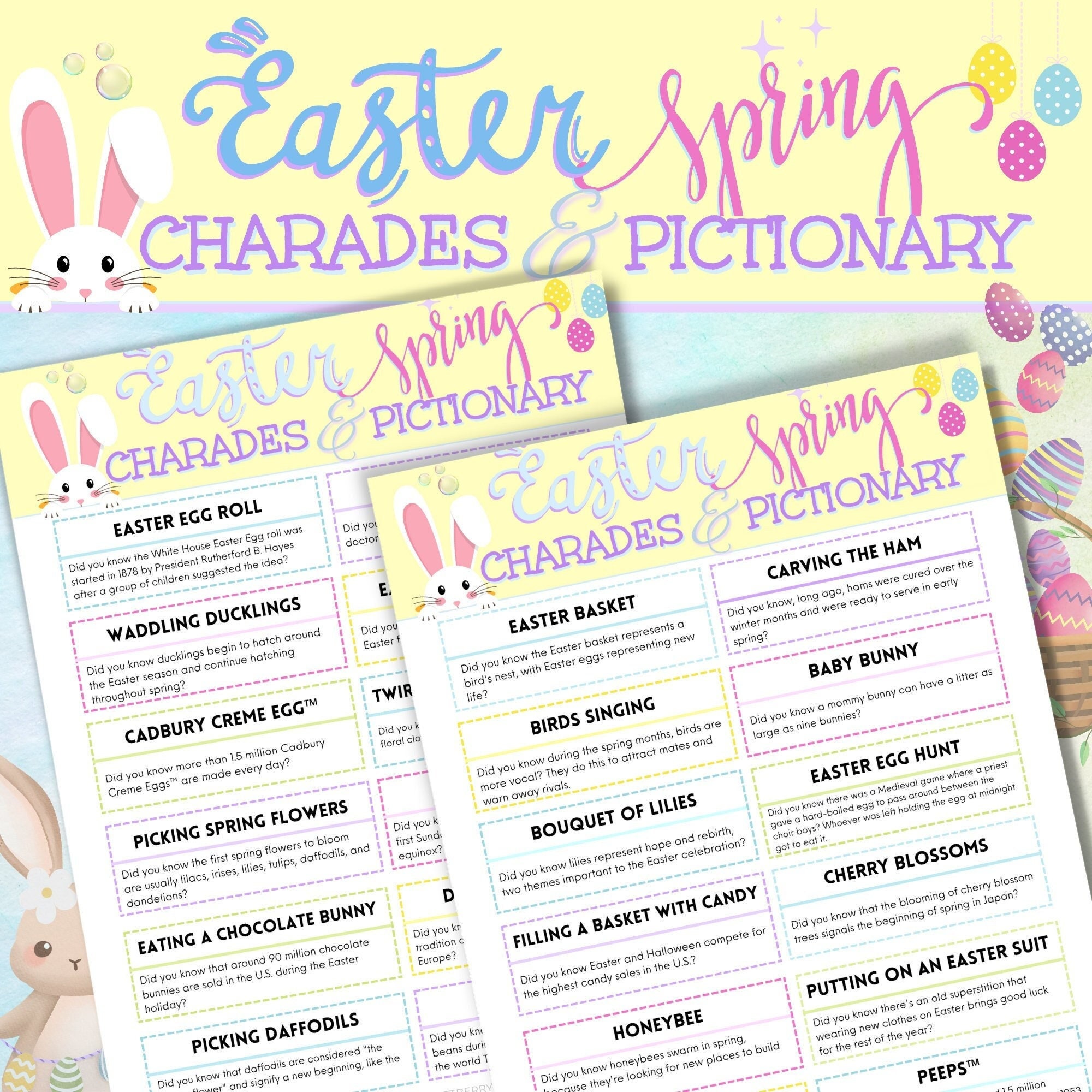 Easter Spring Charades/pictionary Game | Easter Activities | Printable ...