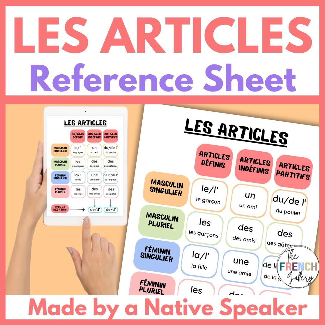 French Grammar Indefinite and Definite Articles Explanation Reference ...