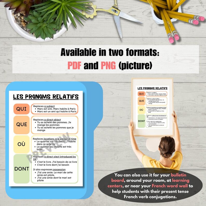 French Grammar Relative Pronouns QUI QUE DONT Ou Anchor Chart for Les ...