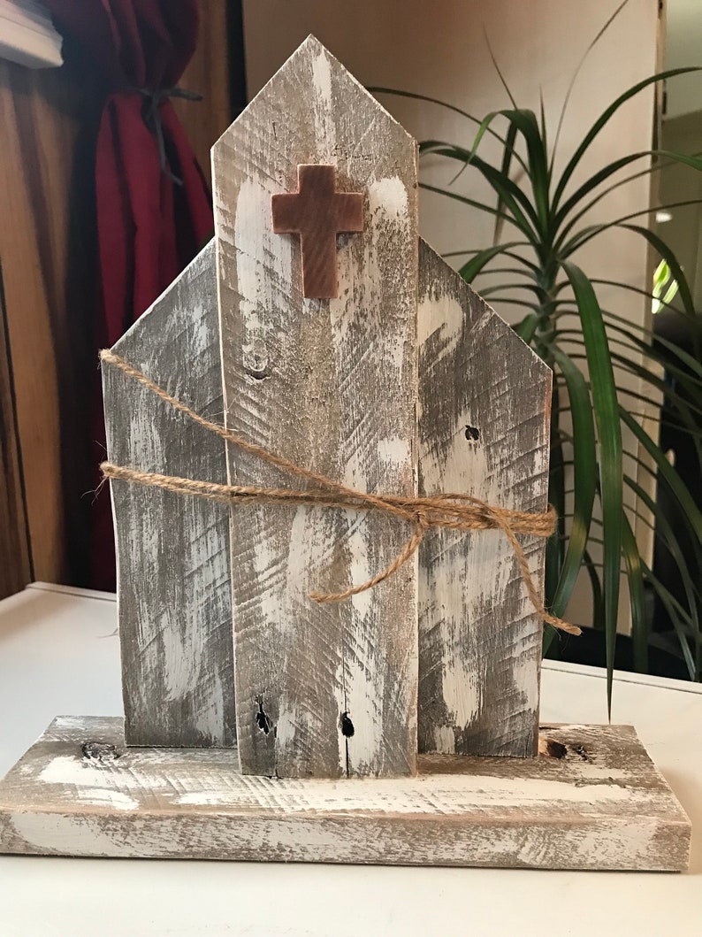 Rustic Church/ Farmhouse Church/ Home Decor/ Mantle Decor/ - Etsy