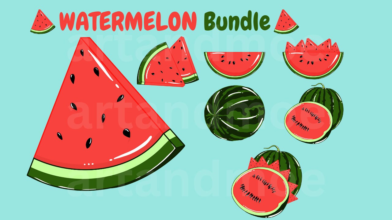 7 Watermelon Fruit Colorful Vibrant Cute Ready to Use High Quality Fun ...