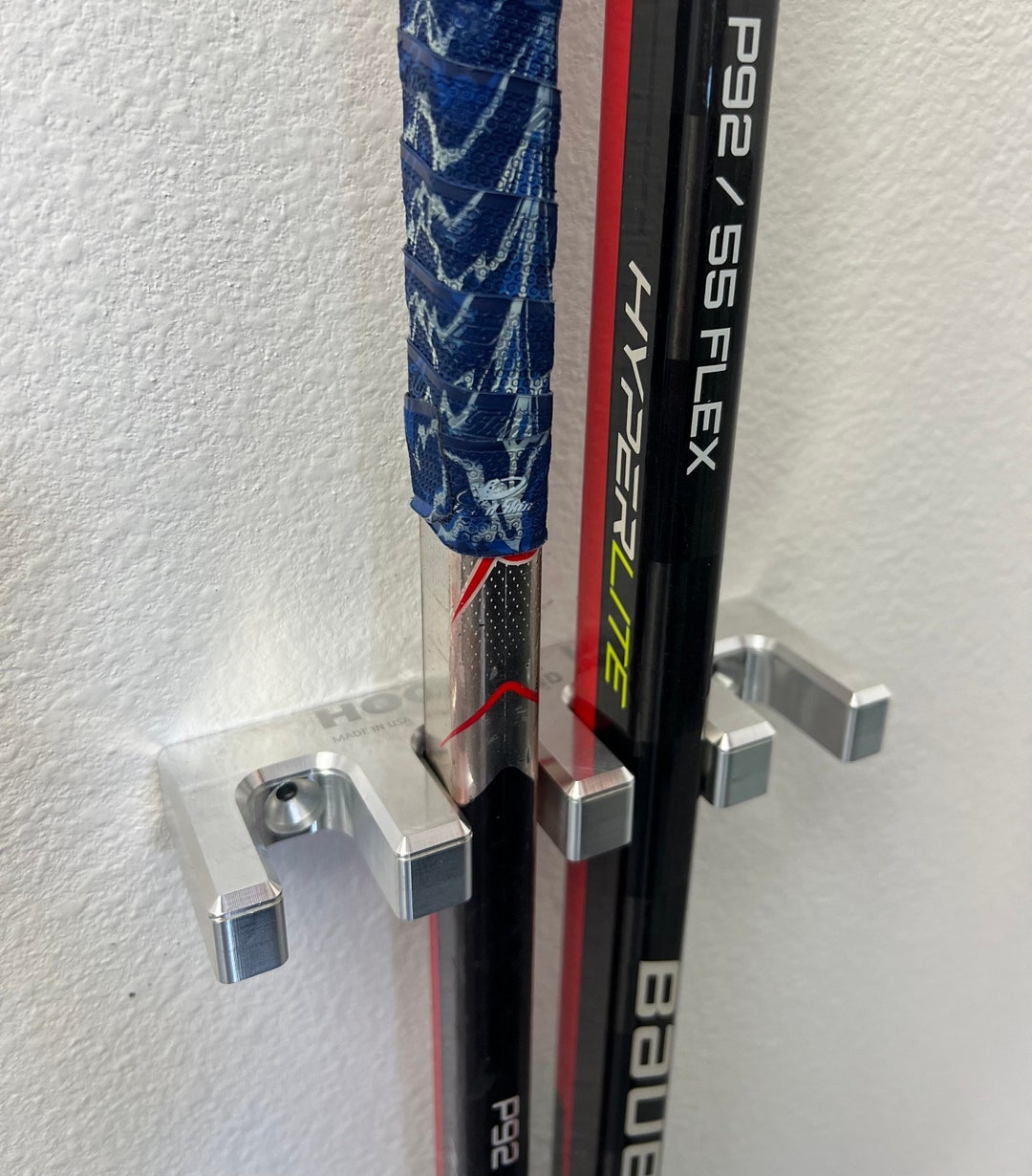 Hockey Stick Wall Mount Rack Silver | Organizes up to 4 Hockey Sticks ...