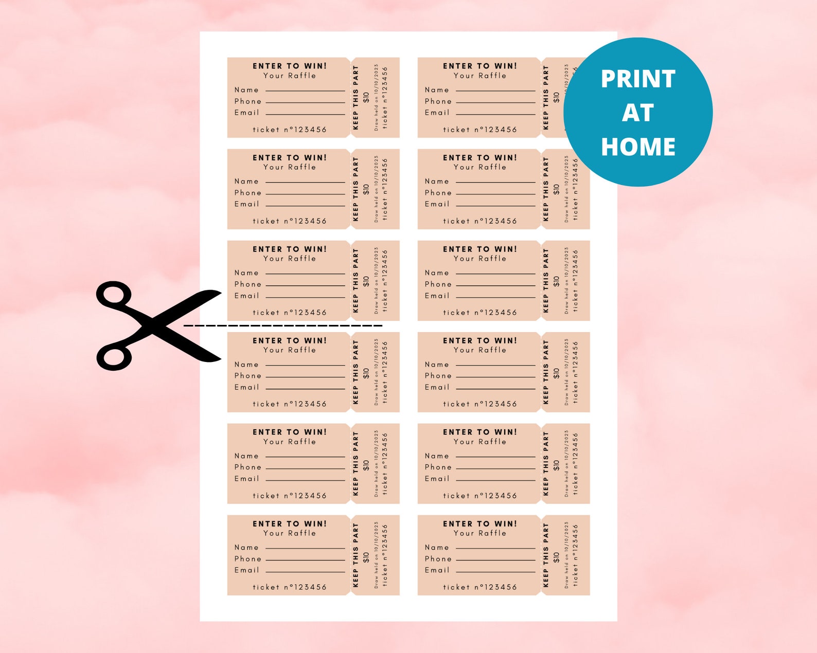 Printable Raffle Tickets, Editable Fundraising Tickets, Charity Raffle ...
