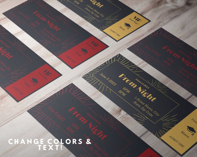 Editable Prom Ticket Template With Numbers Printable, Diy Digital Event ...