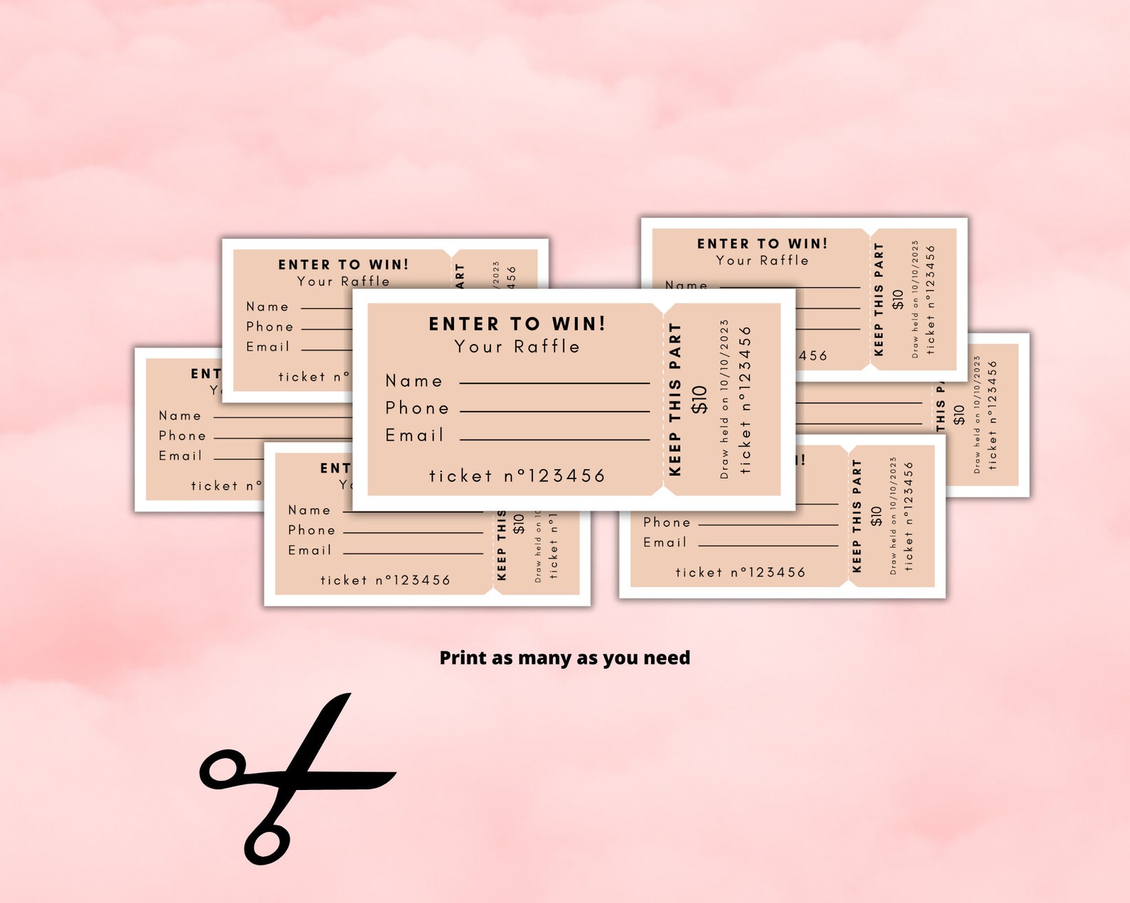 Printable Raffle Tickets, Editable Fundraising Tickets, Charity Raffle ...