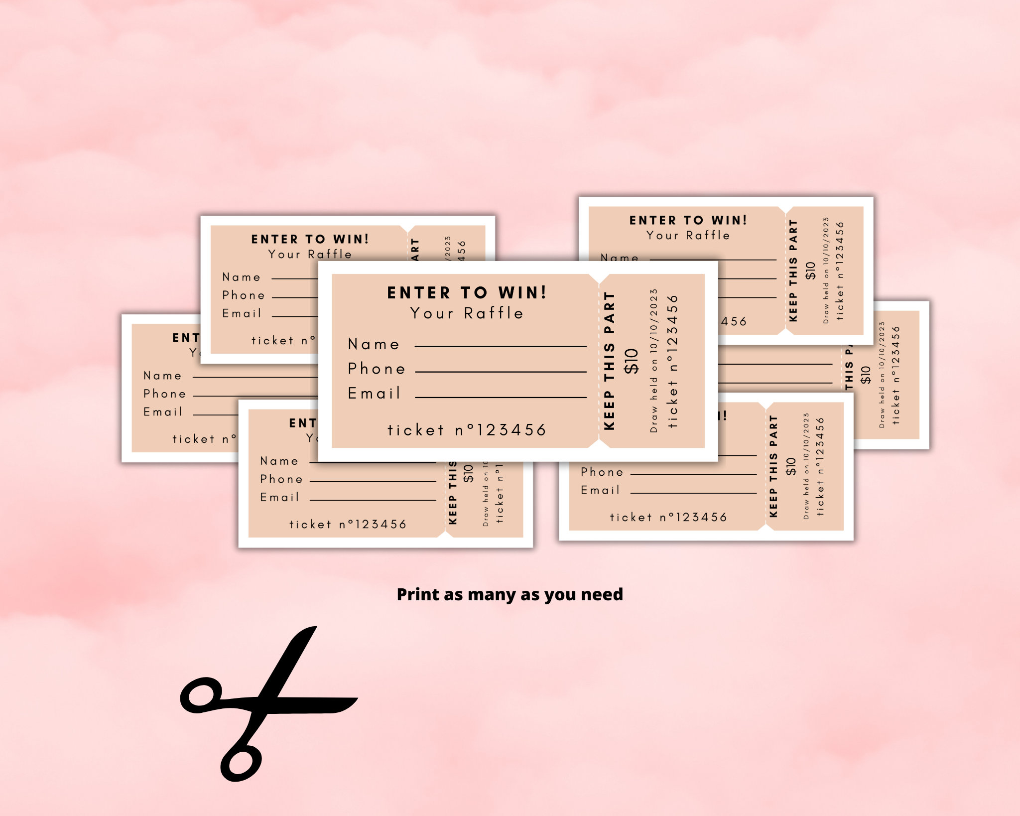 Printable Raffle Tickets, Editable Fundraising Tickets, Charity Raffle ...