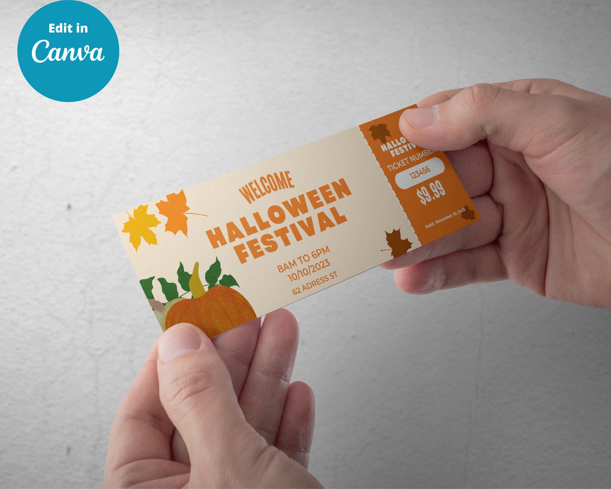 Ticket Template Editable Event Ticket Fall Festival Tickets 2023 ...