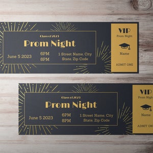 Editable Prom Ticket Template With Numbers Printable, Diy Digital Event ...