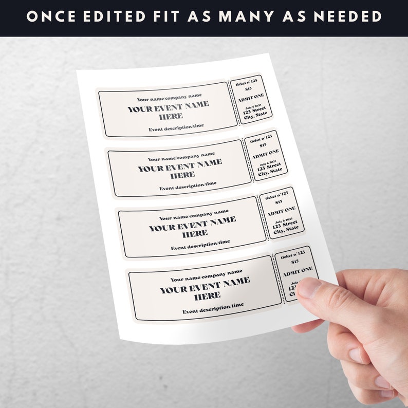 Editable Event Ticket Templates DIY Printables for Every Occasion ... Editable Event Ticket Templates DIY Printables for Every Occasion ...