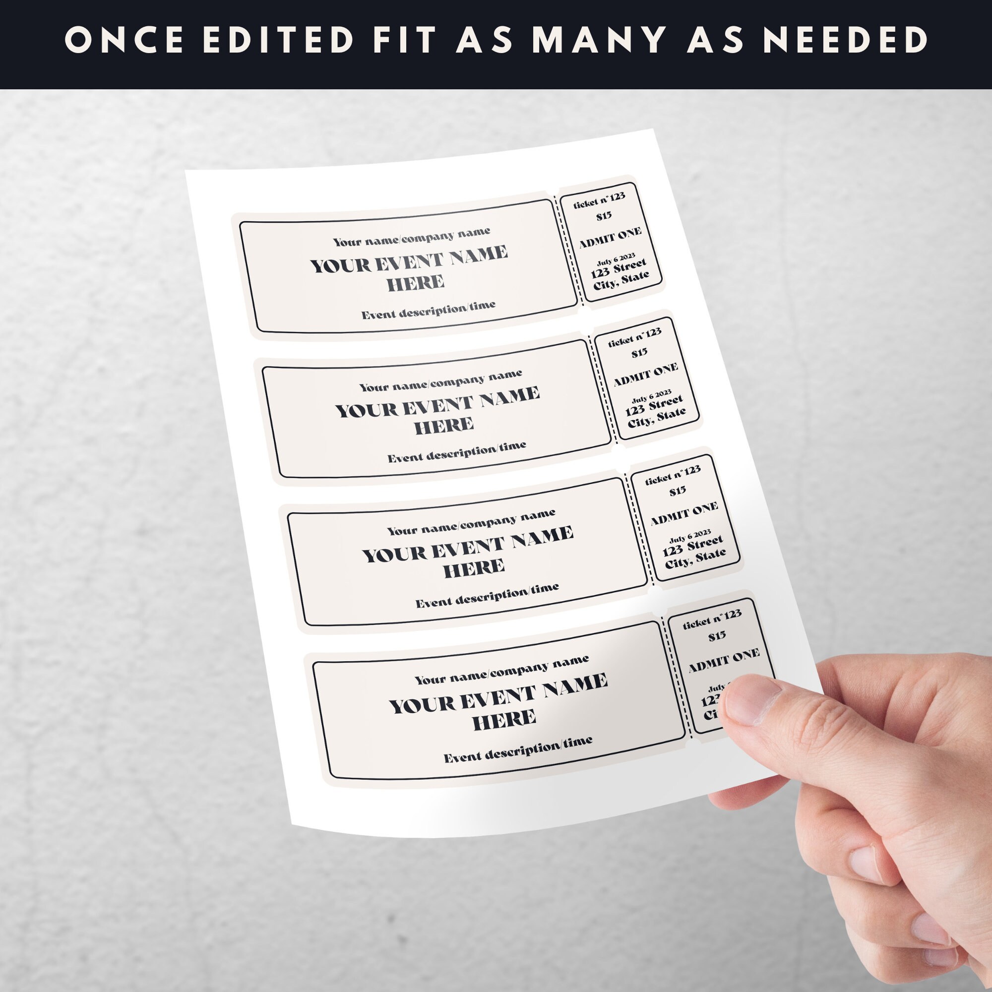 Editable Event Ticket Templates DIY Printables for Every Occasion ...