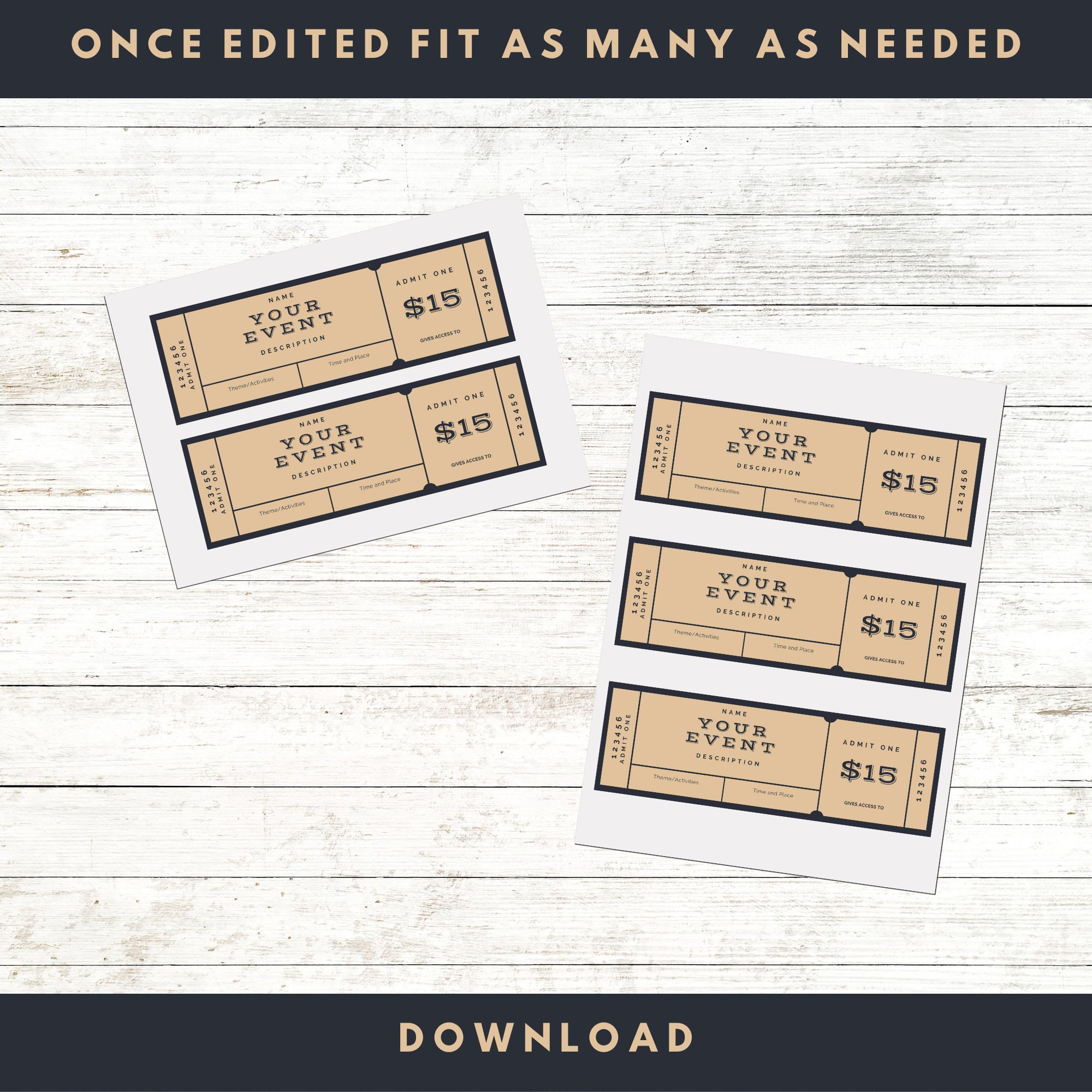 Printable Event Tickets, Concert Ticket Template, Editable Surprise ...