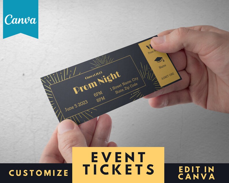 Editable Prom Ticket Template With Numbers Printable, Diy Digital Event ...
