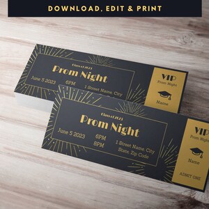Editable Prom Ticket Template With Numbers Printable, Diy Digital Event ...