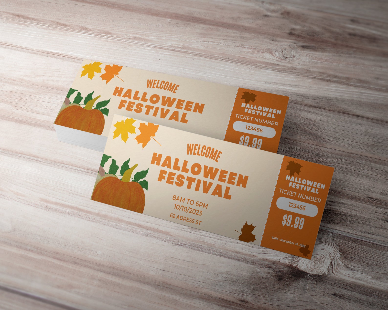 Ticket Template Editable Event Ticket Fall Festival Tickets 2023 ...