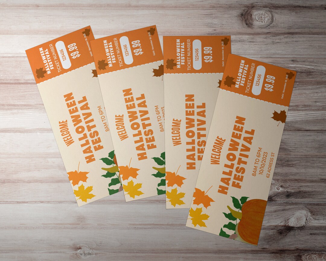 Ticket Template Editable Event Ticket Fall Festival Tickets 2023 ...
