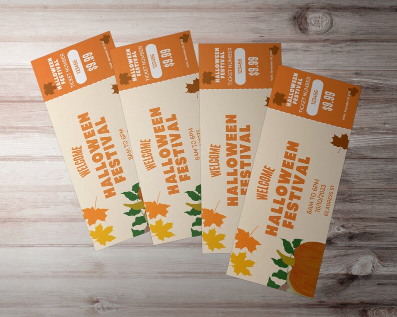 Ticket Template Editable Event Ticket Fall Festival Tickets 2023 ...