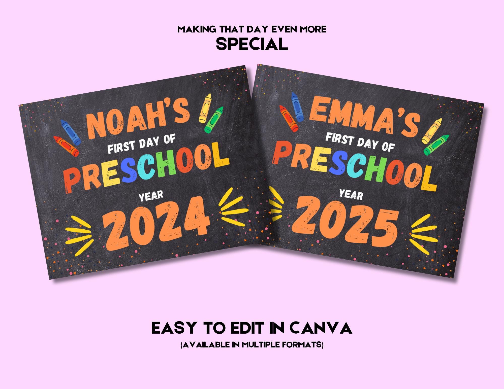 Editable First Day of Preschool 2024, Printable Preschool Sign, Custom ...