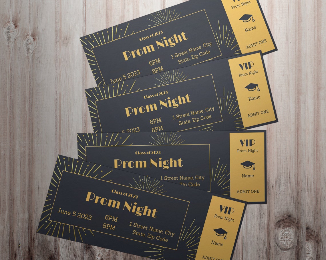 Editable Prom Ticket Template With Numbers Printable, Diy Digital Event ...