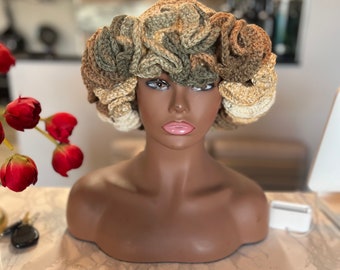 Crochet Granny Square Bucket Hat Crochet Ruffle Brim Hat Granny Square ...