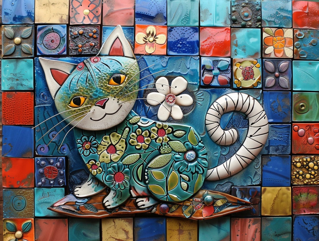 Cat Ceramic Tile. - Etsy